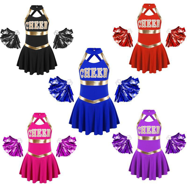 Kids Cheerleader Costume Cheer Uniform Dress Girls Cheerleading Outfit ...