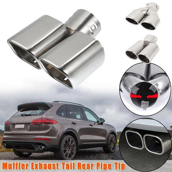 Inlet 57/60/62mm Stainless Steel Car Rear Dual Exhaust Pipe Tail ...