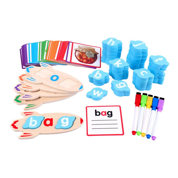 English Alphabet Learning Toy Montessori Educational Toy Wood Spelling ...