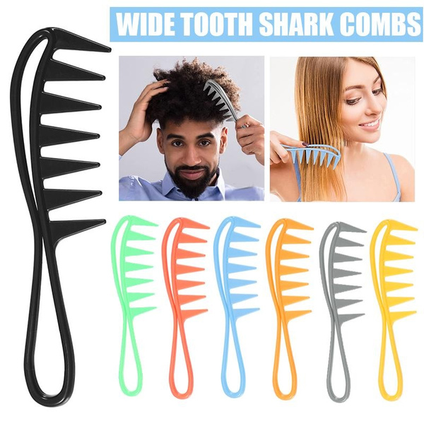 1/2/3Pcs Wide Tooth Comb Salon Wide Shark Teeth Professional Curly Hair ...