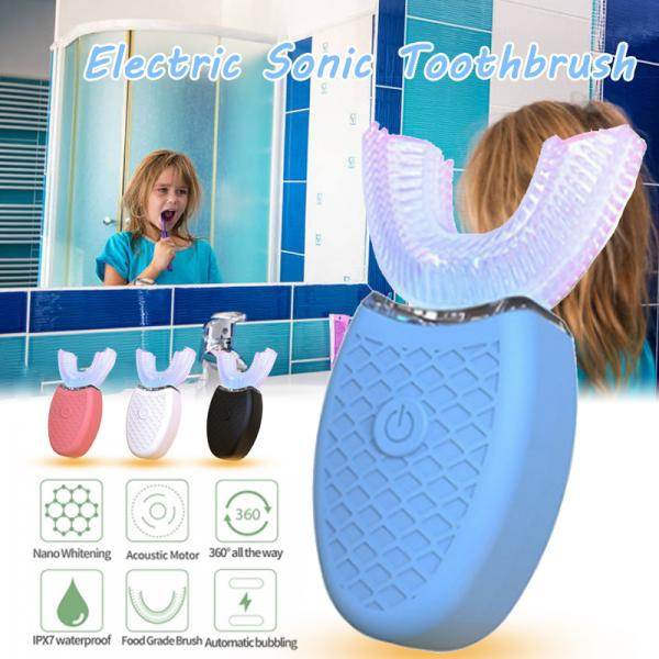 U-shaped 360° Automatic Electric Sonic Toothbrush Teeth Whitening USB ...