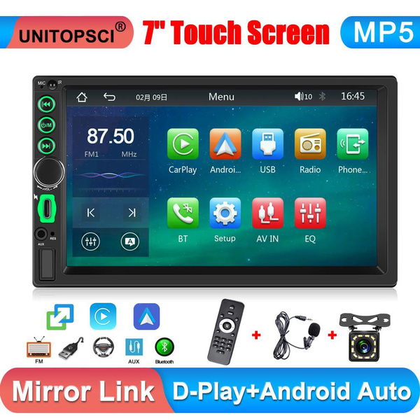PODOFO 2 Din Car Radio Audio Car Stereo 7'' HD Capacitance Touch Screen Autoradio with Wireless ...