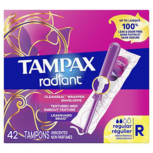 Tampax Radiant Tampons 42 R 2.7X 3/4/ 42ct, Pink and Blue | Wish