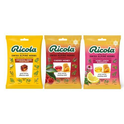 Ricola Cough Suppressant and Throat Drops Variety-Pack, 3-Flavors ...