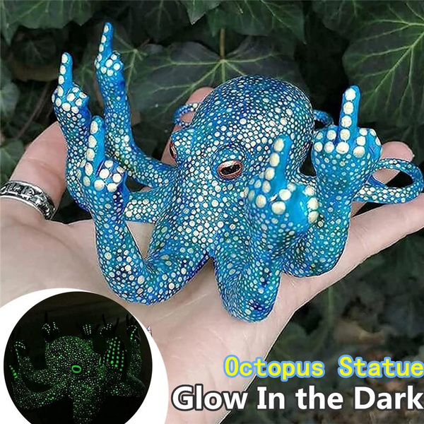 Middle Finger Octopus Statue Resin Garden Octopus Ornaments Desktop ...