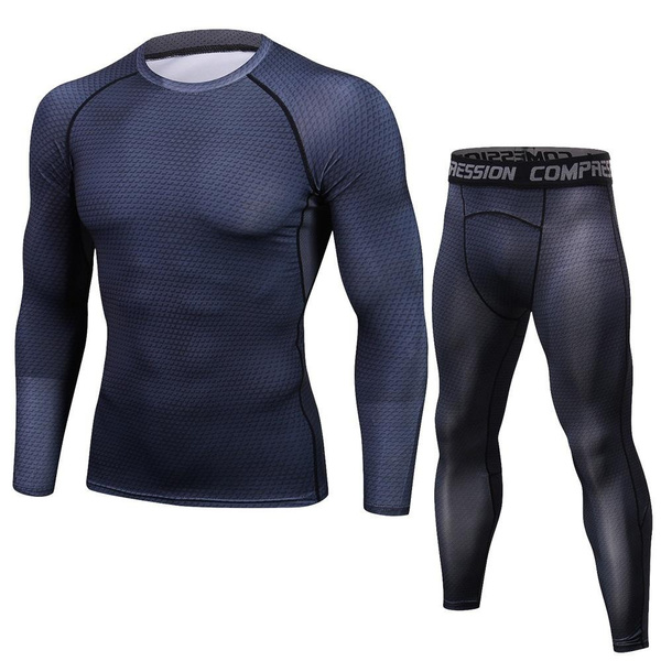 Men's Gym Compression Suits Gym Sport Slim Clothes Suit Tights Fast ...