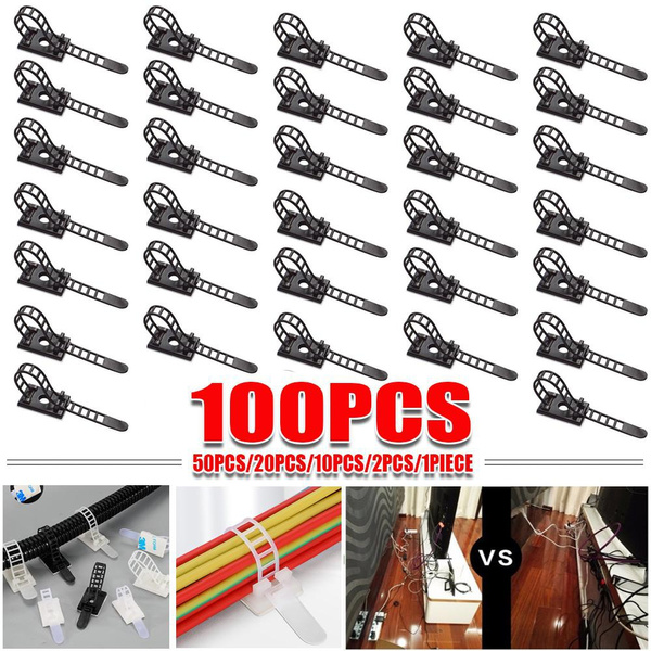 Adjustable Self-Adhesive Nylon Cable Ties, Cable Clamps Cable Clips ...