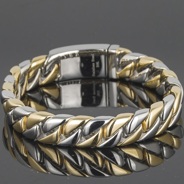 Luxury Gold Plated Stainless Steel Man Bracelet for Men Friendship Men ...