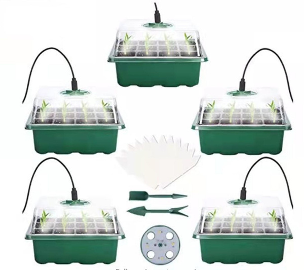 2023 New 5Pcs/Set Plant Growing Tray Set LED Light Nursery Pots Growing ...