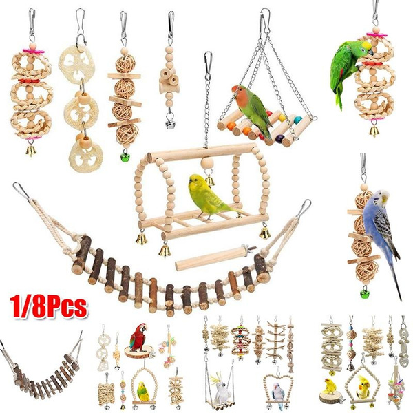 Parrot Bird Toys Wood Articles Pet Bird Set Combination Toys For Parrot ...