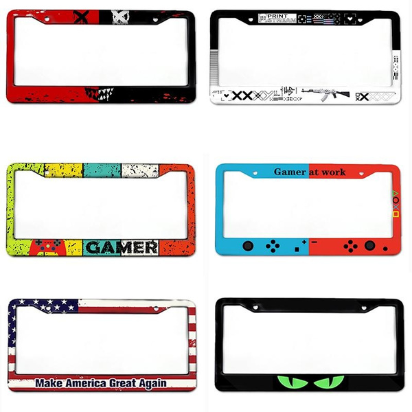 1PC Universal Aluminum Alloy US Car License Plate Frame Cover Auto ...