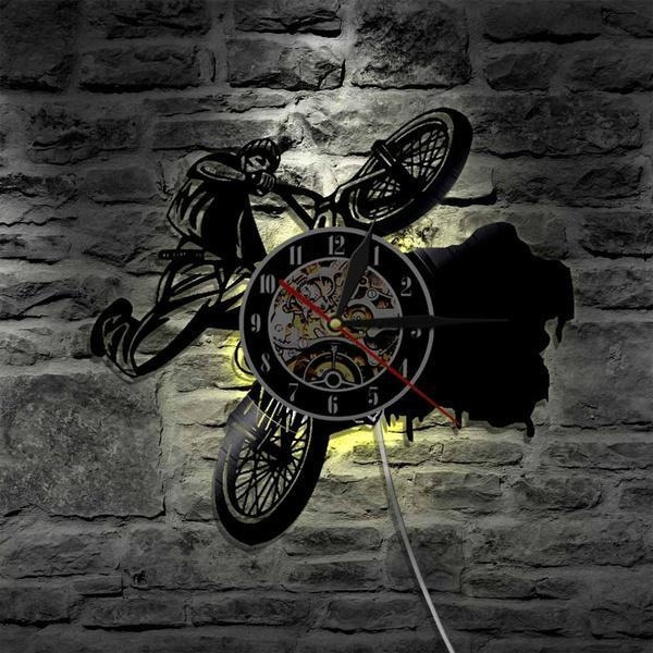 1Piece BMX Bikes Sports Bicycle LED Vinyl Clock Lighting Color Changing ...