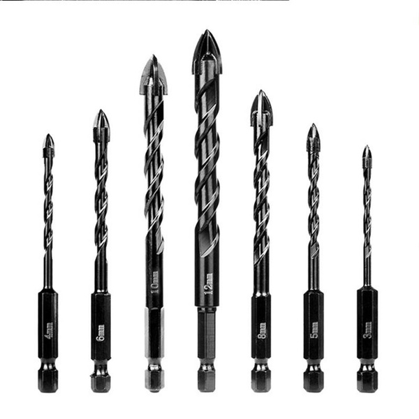 5/7Pcs Set Cross Hex Tile Drill Bits Set for Glass Ceramic Concrete ...