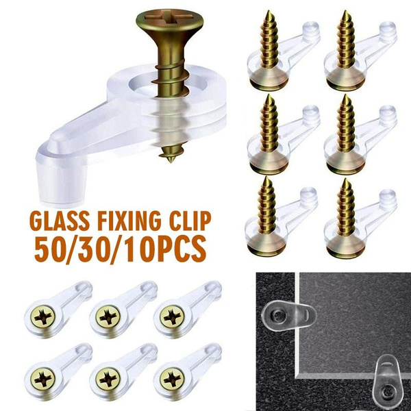50/30/10PCS Glass Retainer Clips Kit With Screws Home Clear Fixed ...