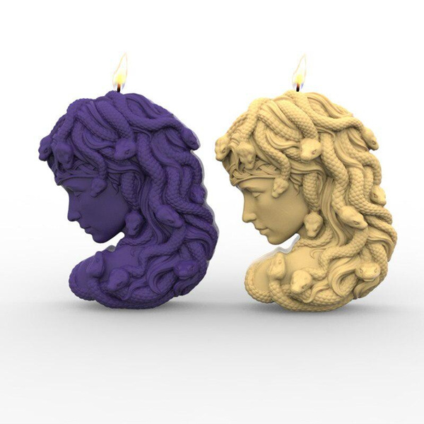 Realistic Medusa Bust Silicone Mold Snake Head Woman Candles Mould ...