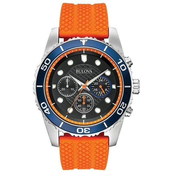 Bulova Men's Chronograph Sport Watch with Orange Silicone Strap | Wish