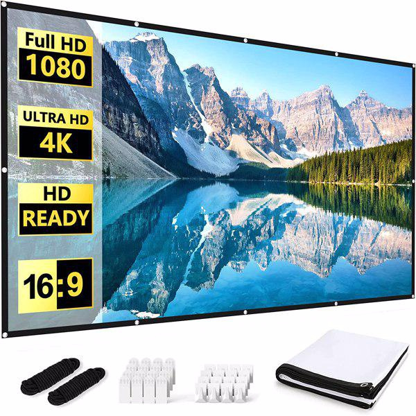 Foldable Projector Screen 120 Inch Portable Projection Screen for Home ...