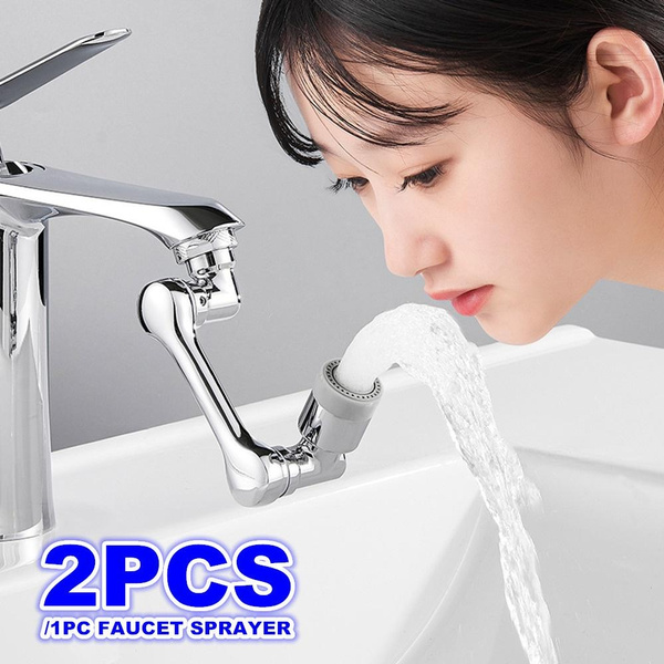 2PCS/1PC Universal 1080 Degree Rotatable Faucet Extender Sprayer Head ...