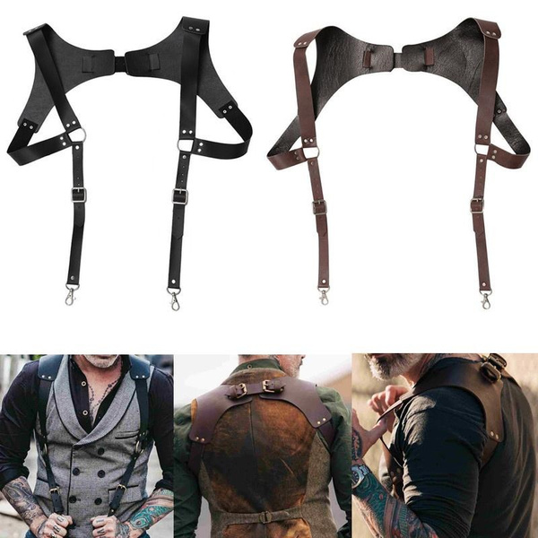 Leather Suspender Vintage Men Medieval Renaissance Harness Punk Chest ...