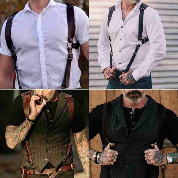 Vintage Leather Suspender Mens Medieval Renaissance Harness Chest ...