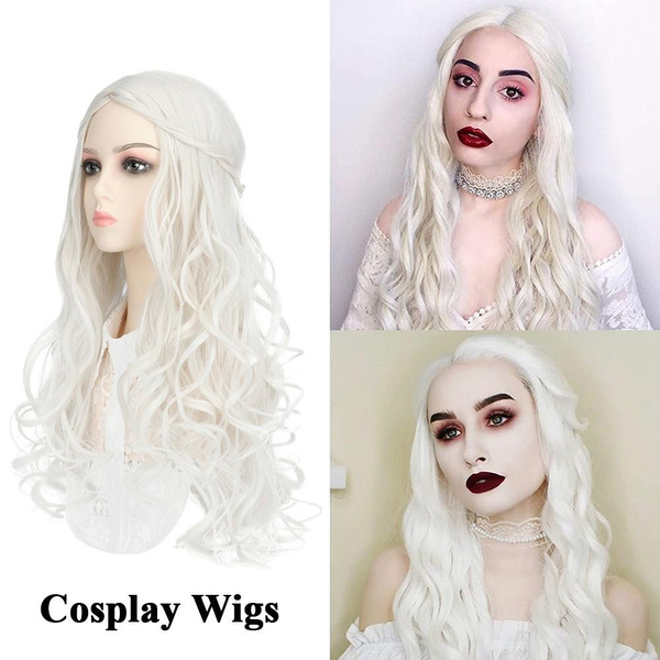 1pc Long Hair Wig 24 inches Synthetic White Hair Wig Headband Wig for ...