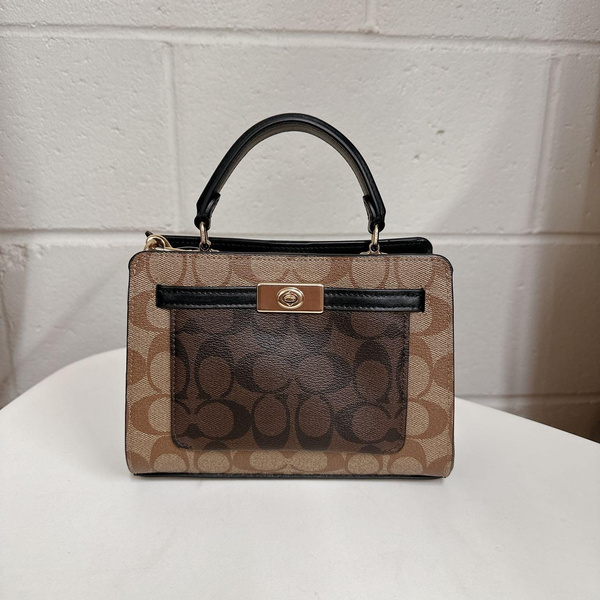 Coach C8688 Mini Lane Top Handle In Blocked Signature Canvas IN Khaki ...