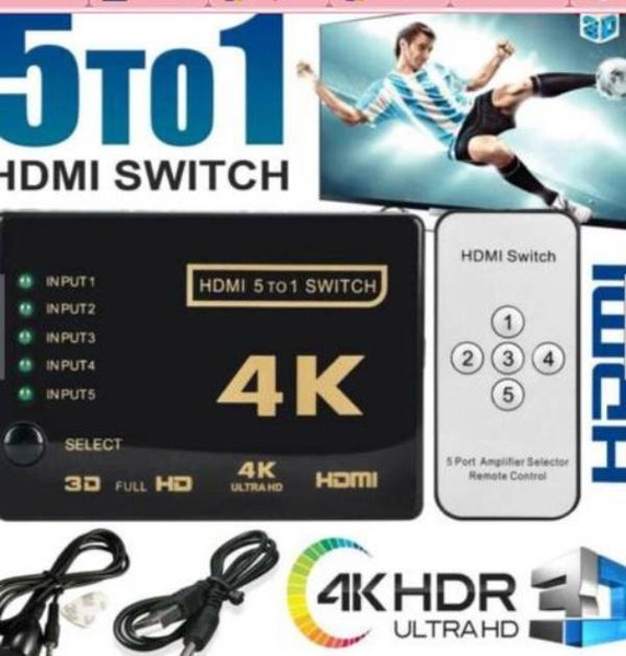 5 in 1 HDMI Splitter Hub Switch Adapter Cable 4K Ultra HD 3D for PS3 ...