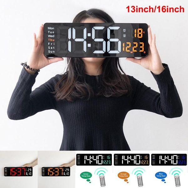 New 13/16inch Wall-mounted Digital Wall Clock With Remote Control Large ...