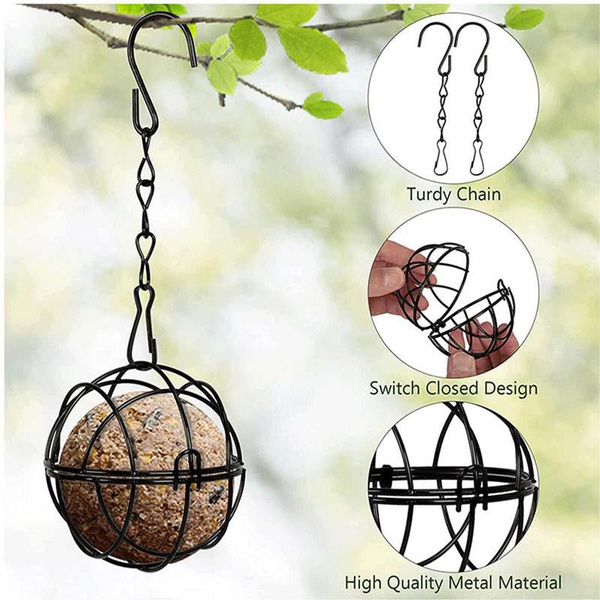 Fat Ball Bird Feeder, 2pcs Metal Fat Ball Bird Holder, Hanging Bird ...