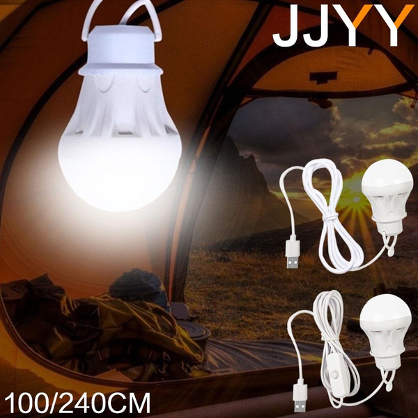 JJYY 1PC/2Pcs 100/240CM USB Light Bulb LED Portable Camping Light Mini ...