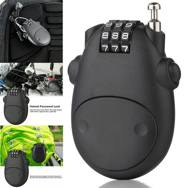 New Anti-theft Lock Bike Motorcycle Helmet Cable Steel Retractable ...