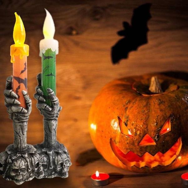 21cm Halloween Skull Skeletal Lamp Skull Hand Stand Holder Skeleton ...