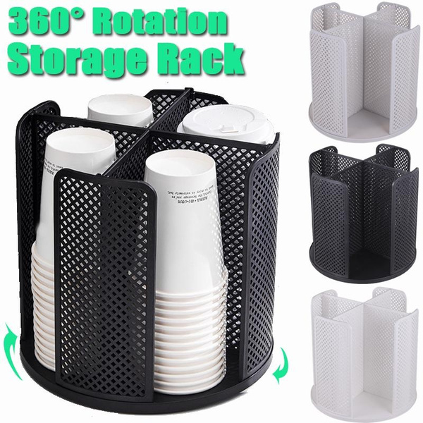 360° Rotation Space-saving Organizer Rack Disposable Cup Holder Coffee ...