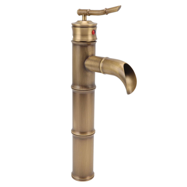 Basin Faucet Antique Brass Bamboo Shape Faucet 3 Sections Bamboo Joint ...