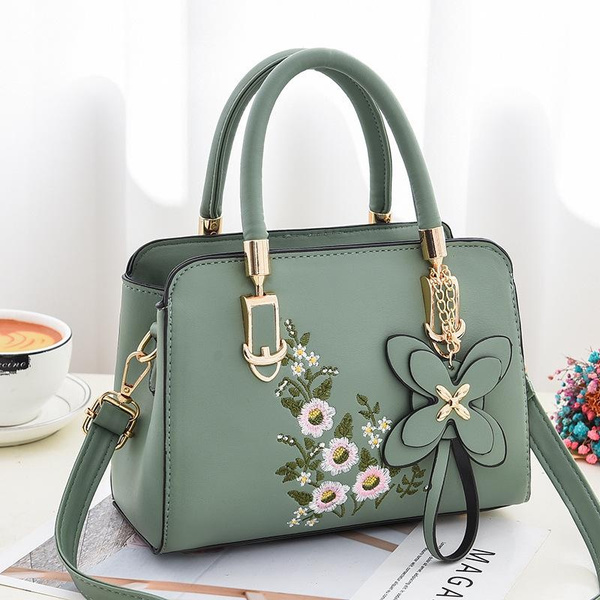 Elegant Floral Pattern Handbag, Women's Fashion Faux Leather Shoulder ...