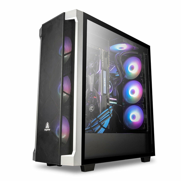 T1 E-ATX/ATX/M-ATX/ITX Black Full-Tower PC Gaming Case Tempered Glass ...