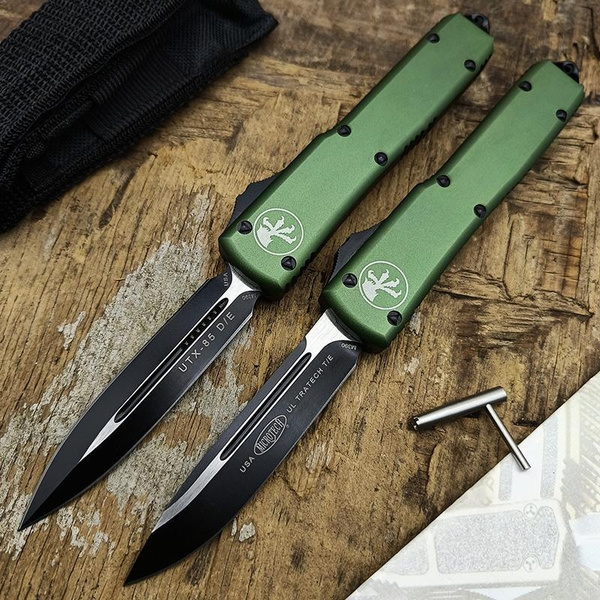 2023 Microtech UTX85 OTF Automatic Knife D2 Quality Blade Green 6061-T6 ...