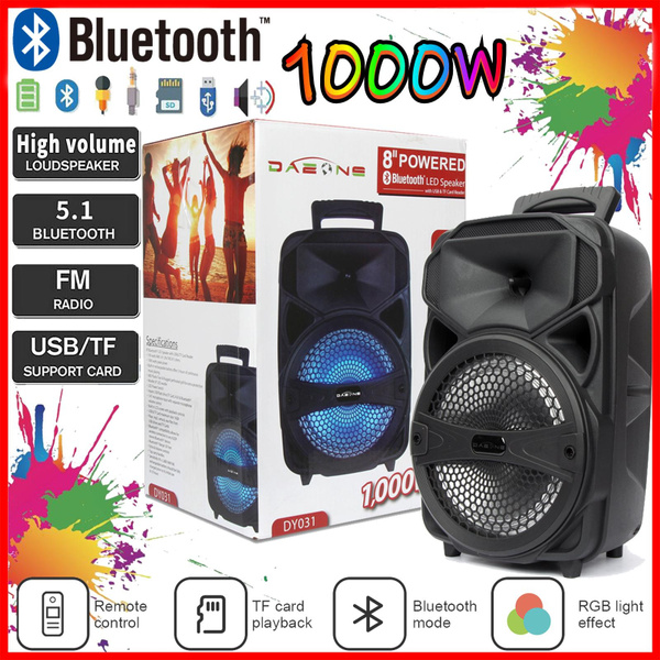 8" 1000W Portable Wireless Bluetooth Speaker Outdoor Subwoofer Wireless ...