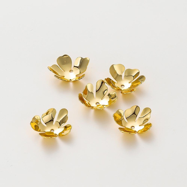 10 Pcs/bag Brass Flower Bead Caps Findings Five Leaves Bulk End Bead ...