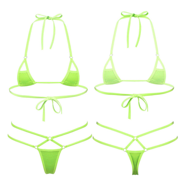 Women's Sexy Micro Bikini Set Cutout Bra Top with Mini G-String ...