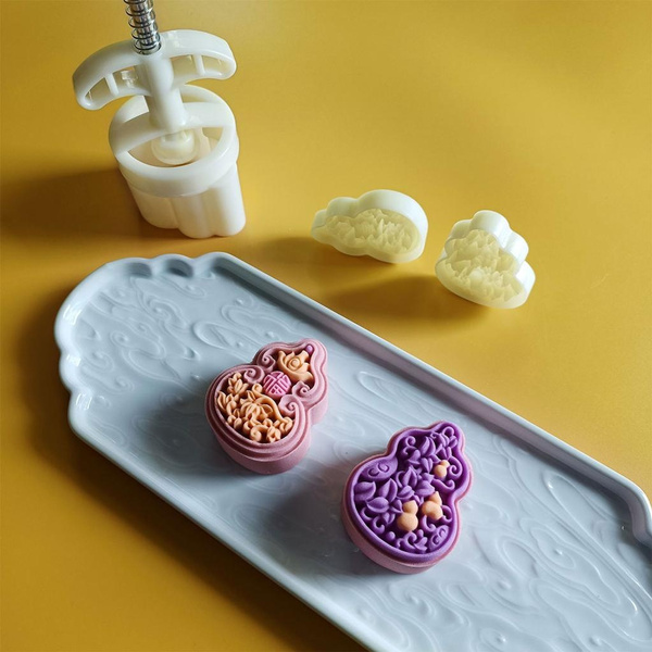 Plastic Mooncake Stamp Cute Gourd Shape Mooncake Mold Festival DIY Hand ...