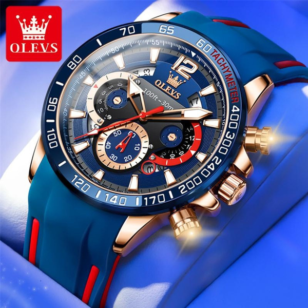 OLEVS Luminous Quartz Watch For Men Military Sport Wristwatch With Blue ...