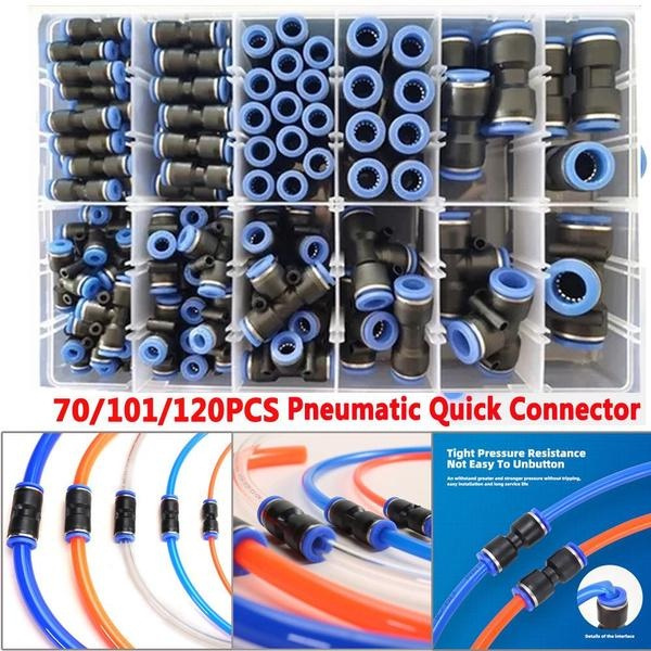 120/101/70PCS Pneumatic Quick Connectors Fittings Tube Straight Push in ...