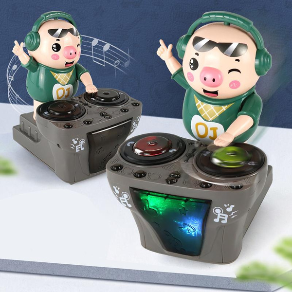 Electric Music Dancing DJ Pig Toy Rock Light Musical Piggy Doll Novelty ...