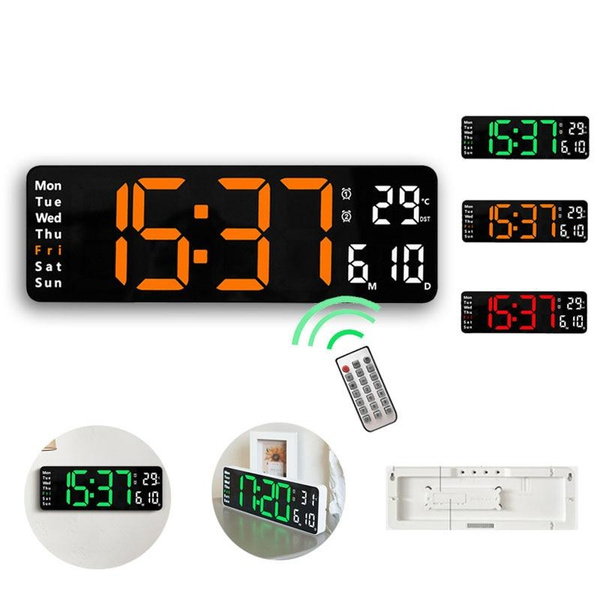 13inch Large Screen Digital Led Wall Clock Temperature Date Week ...