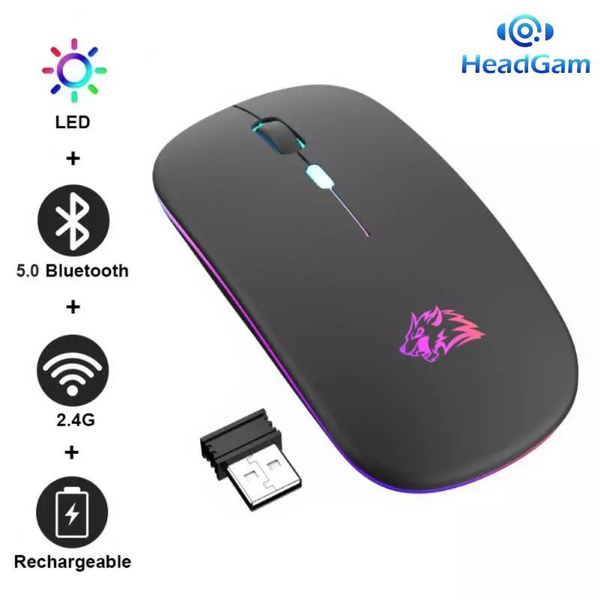 Three-mode Bluetooth Wireless Mouse Rechargeable Luminous USB Silent ...