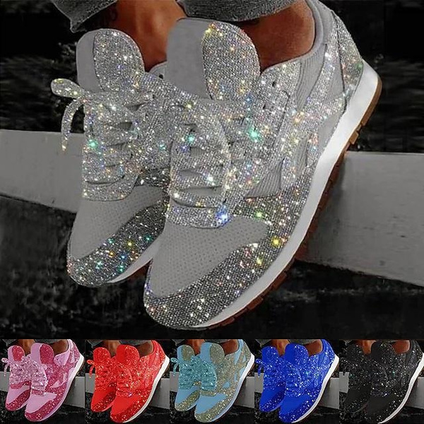 Women's Trainers Athletic Shoes Sneakers Sequins Bling Bling Sneakers ...