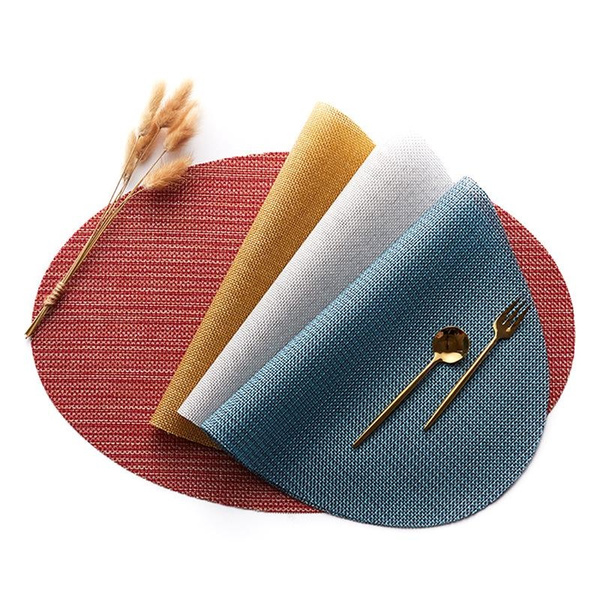 2/4 PCS Oval PVC Placemat Plate Mat Food Grade Weave Table Pad ...