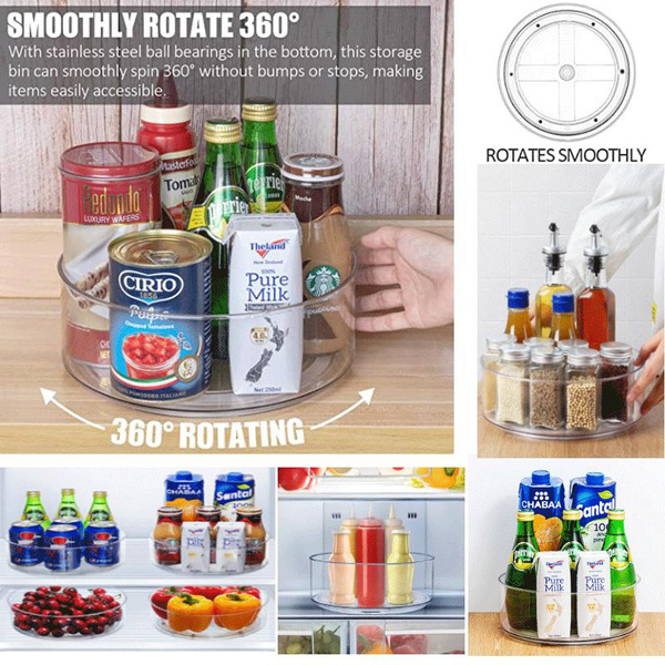 Transparent Lazy Susan Organizer 360°Rotary Turntable Non-Skid Clear ...