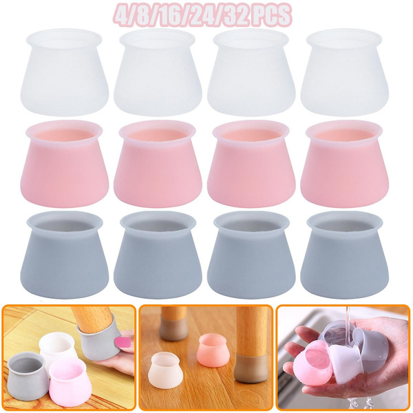 4/8/16/24/32PCS Round Silicone Chair Leg Protectors High Elastic Table ...